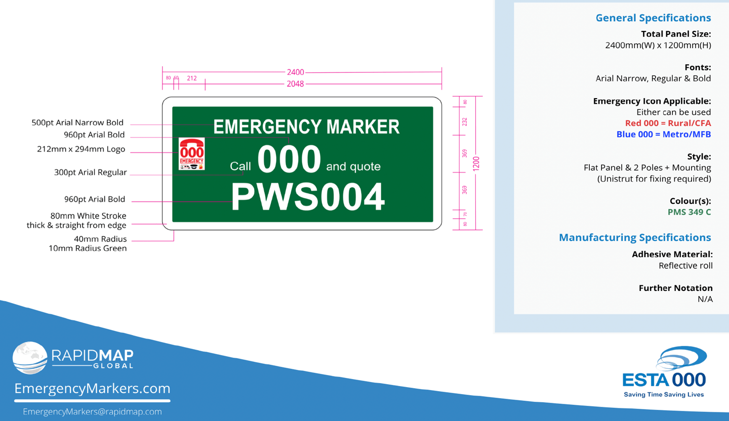 Emergency markers design and manufacture criteria | triplezero.vic.gov.au
