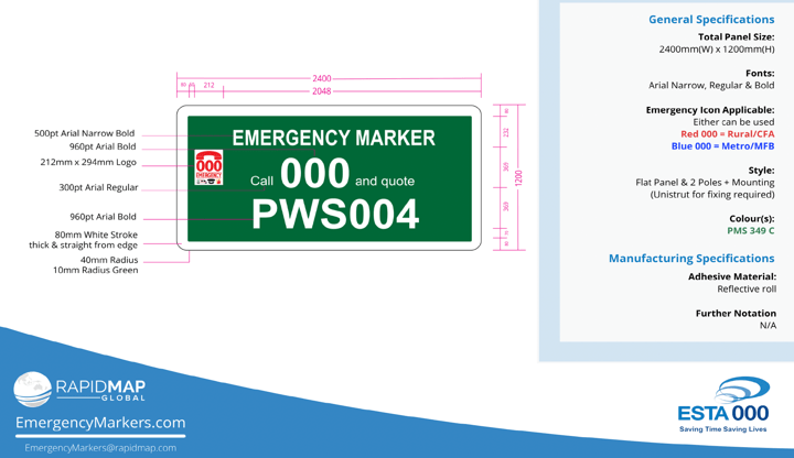 Emergency markers design and manufacture criteria | triplezero.vic.gov.au